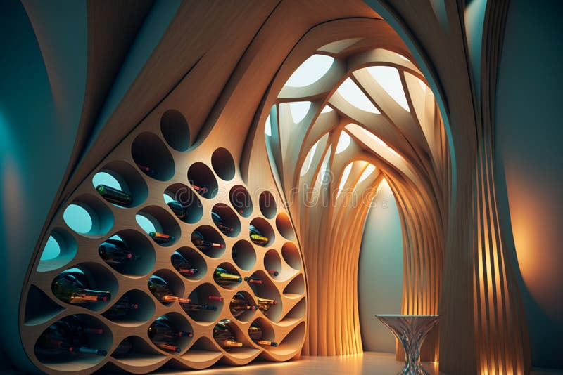 Luxury Interior Wine Cellar Design Concept Stock Illustration ...