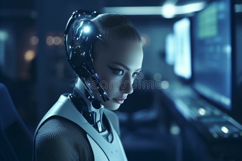 Ai Generative Artificial Intelligence Robot. Futuristic Technology Concept. 3D Rendering Stock ...