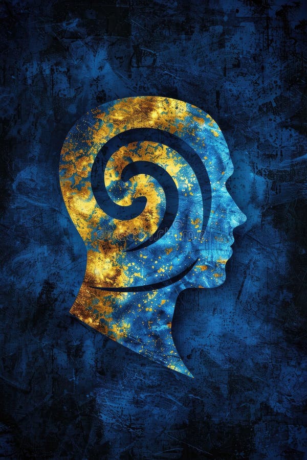 Artistic Representation of a Head Silhouette with a Swirl Pattern on a ...