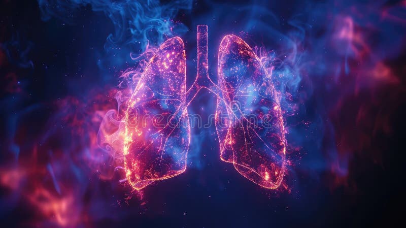 Artistic Representation of Lungs with Cosmic and Smoke Effects. Stock ...