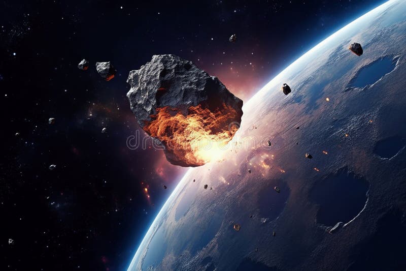 AI Generative. Asteroid Approaching To the Earth Stock Photo - Image of ...