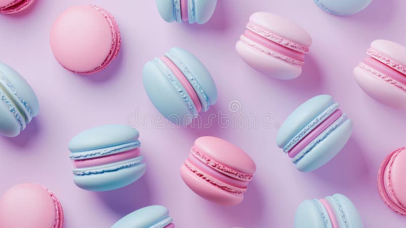Background with Light Blue and Pink Macaroons Stock Photo - Image of ...