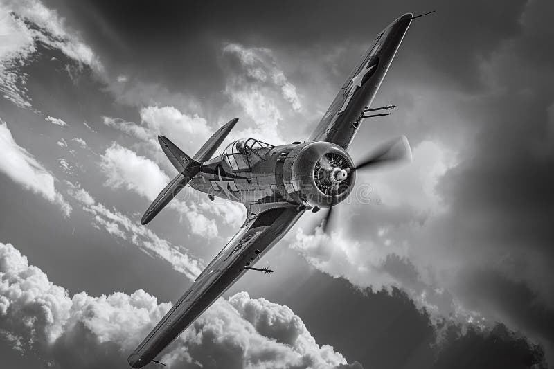 Ai Generative Black and White Classic Fighter Jet Stock Illustration ...