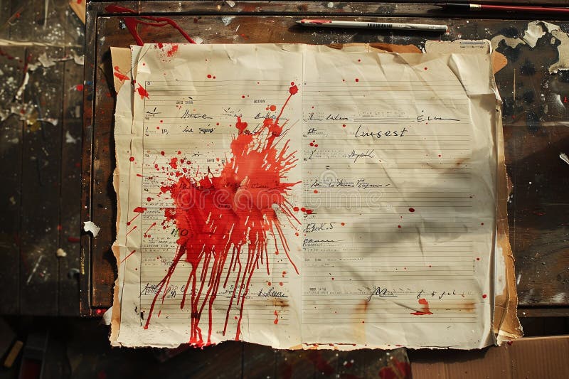 Ai Generative Bloody Paper Notes Stock Illustration - Illustration of ...