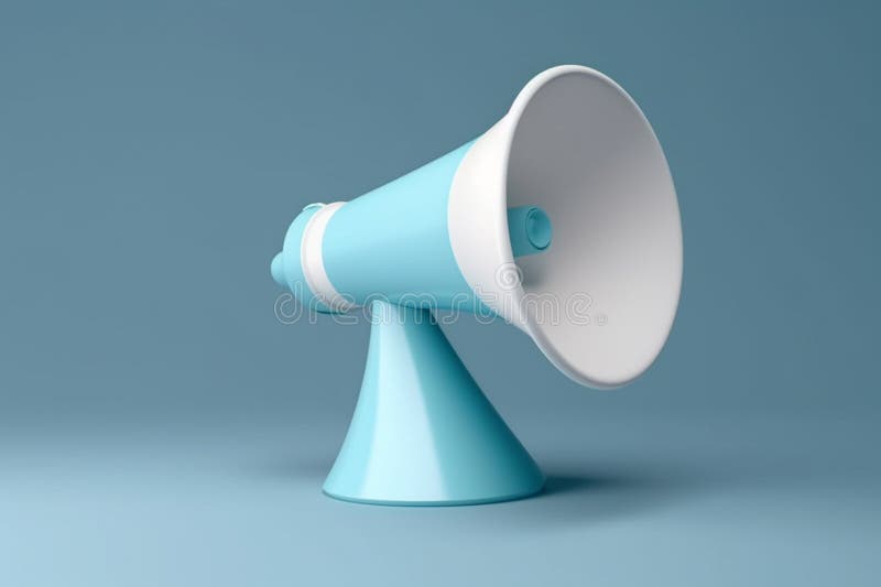 Ai Generative Blue Megaphone on Blue Background. 3d Render Illustration ...