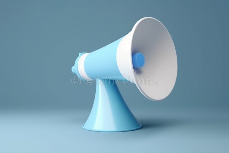 Ai Generative Blue Megaphone on Blue Background. 3d Render Illustration ...
