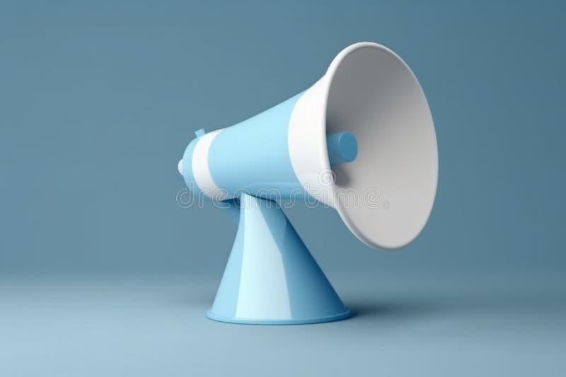 Ai Generative Blue Megaphone on Blue Background. 3d Render Illustration ...