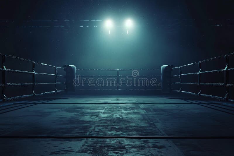 Ai Generative Boxing Ring with Spotlights Stock Illustration ...