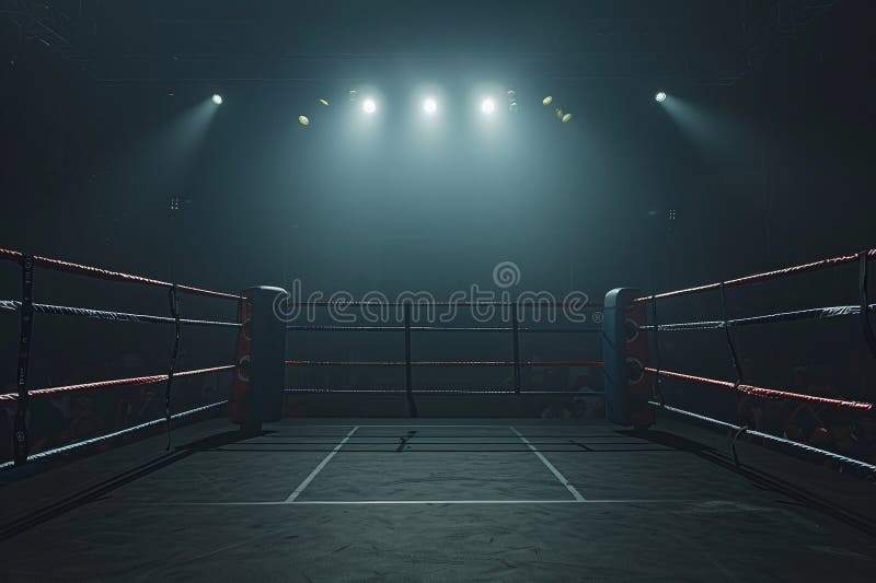 Ai Generative Boxing Ring with Spotlights Stock Illustration ...