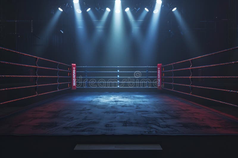 Ai Generative Boxing Ring with Spotlights Stock Illustration ...