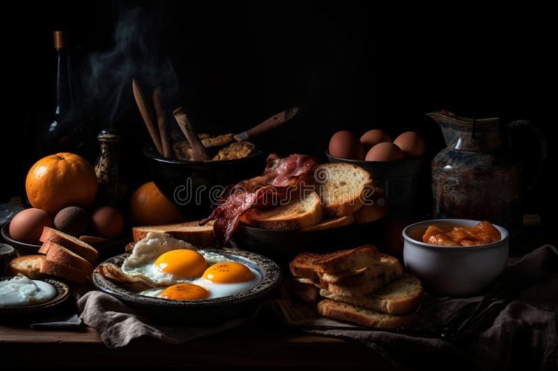 Generative AI Breakfast in Tropical Hotel with Sea View Buffet Food in ...