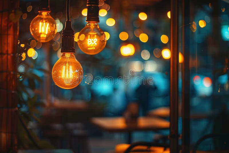 Ai Generative Cafe Blur Pendant Light Stock Illustration - Illustration ...