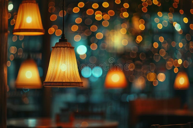 Ai Generative Cafe Blur Pendant Light Stock Illustration - Illustration ...