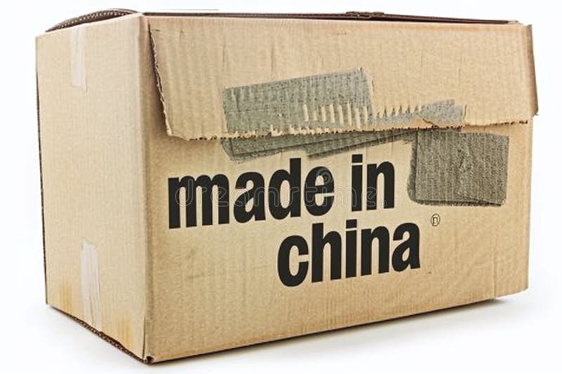 Ai Generative Cardboard Box with Word Made in China Stock Illustration ...