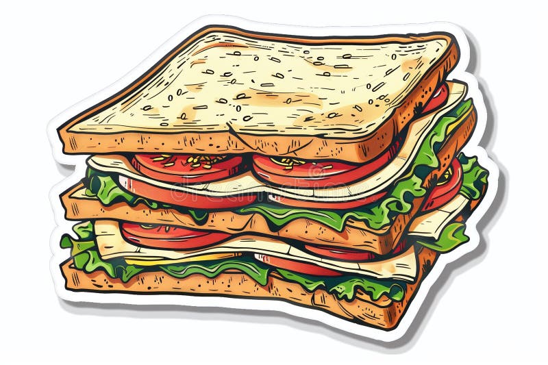 Ai Generative Cartoon Art Sandwich Stock Illustration - Illustration of ...
