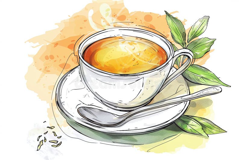 Ai Generative Cartoon Art Tea Stock Illustration - Illustration of ...