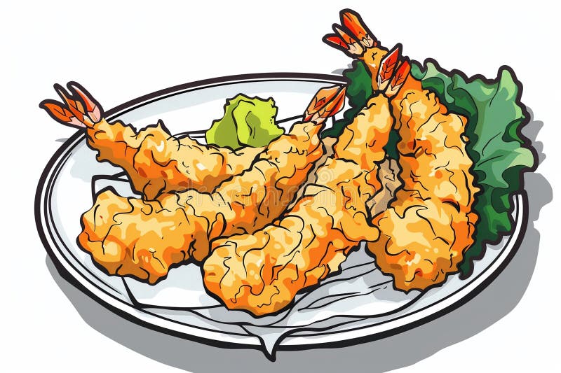 Ai Generative Cartoon Art Tempura Stock Illustration - Illustration of ...