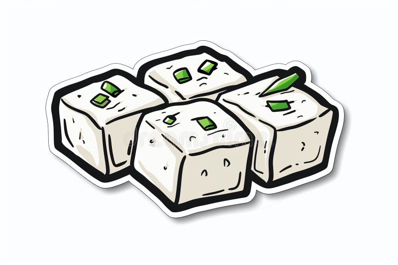 Ai Generative Cartoon Art Tofu Stock Illustration - Illustration of ...