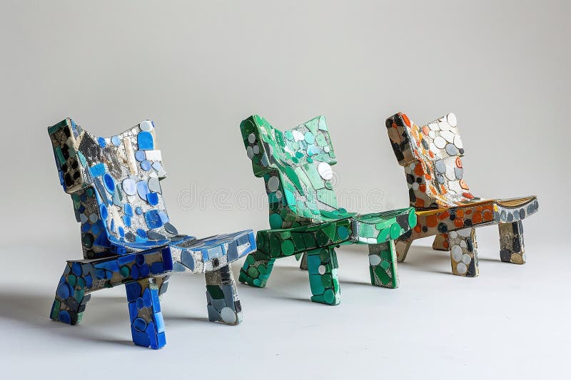 Ai Generative Chairs Made from Recycled Materials Stock Illustration ...
