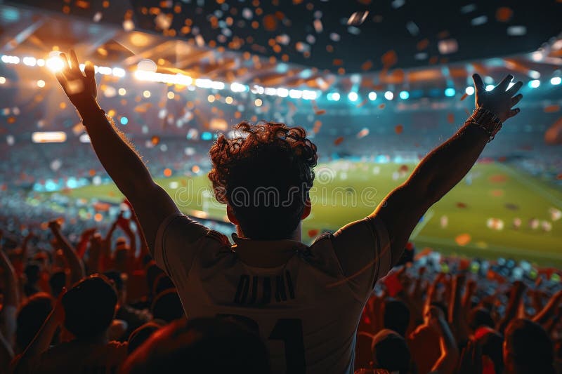 Ai Generative Cheering Spectators in the Stadium Stock Illustration ...