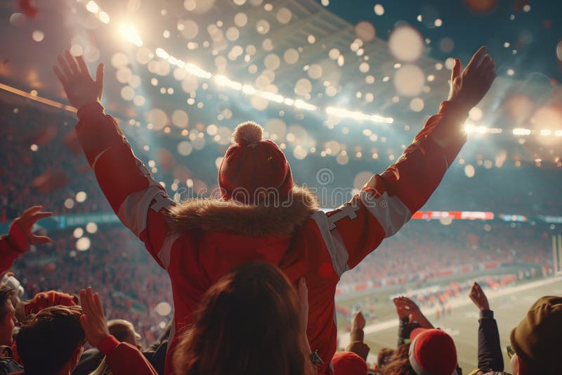 Ai Generative Cheering Spectators in the Stadium Stock Illustration ...