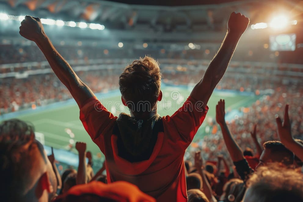 Ai Generative Cheering Spectators in the Stadium Stock Illustration ...