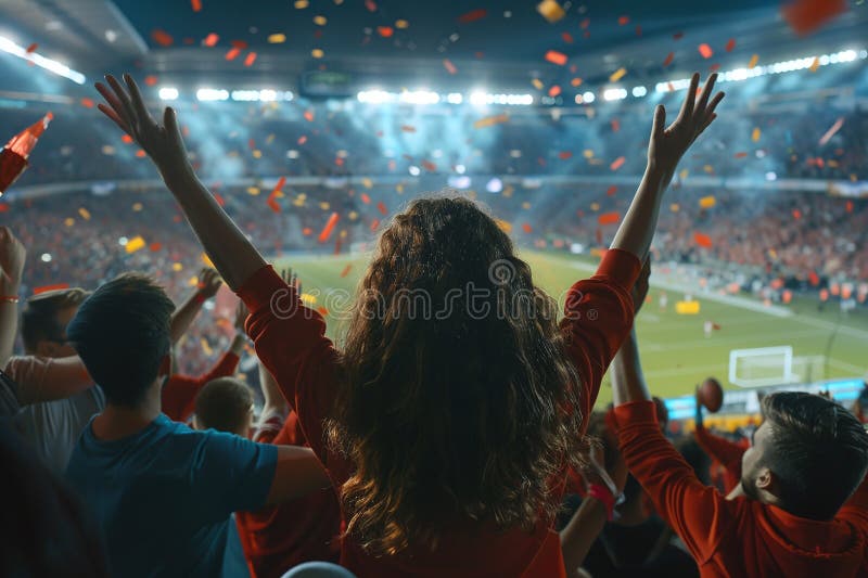 Ai Generative Cheering Spectators in the Stadium Stock Illustration ...