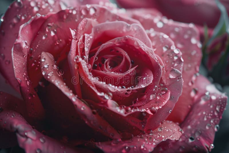 Ai Generative Close Up of Dewy Rose Stock Illustration - Illustration ...