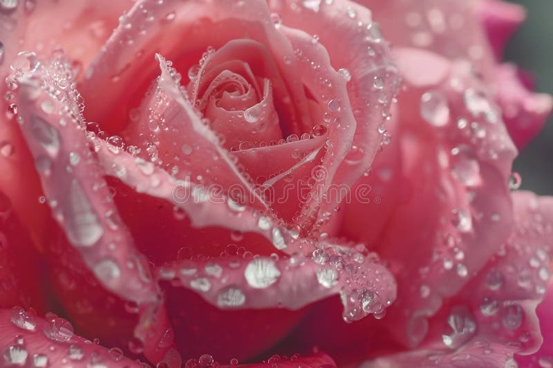 Ai Generative Close Up of Dewy Rose Stock Illustration - Illustration ...