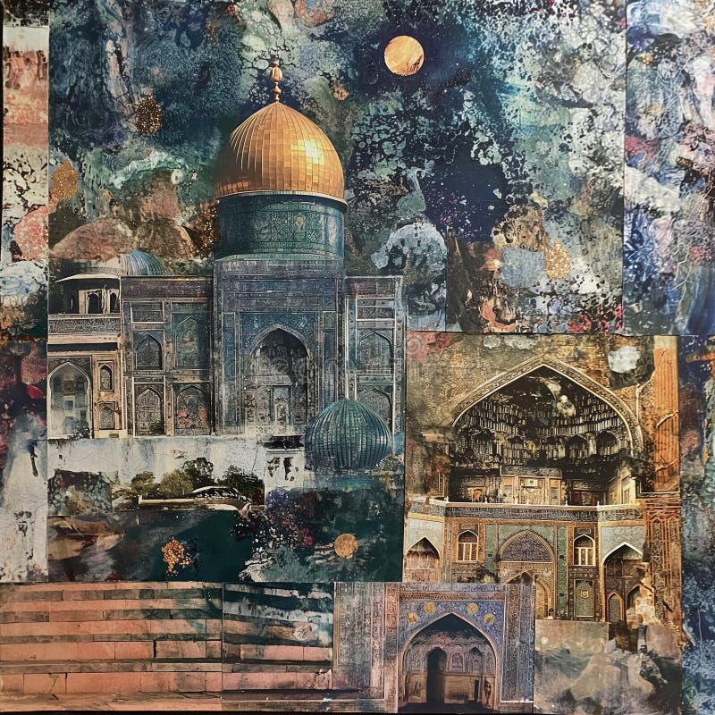 Ai Generative Collage of Mosque Stock Illustration - Illustration of ...