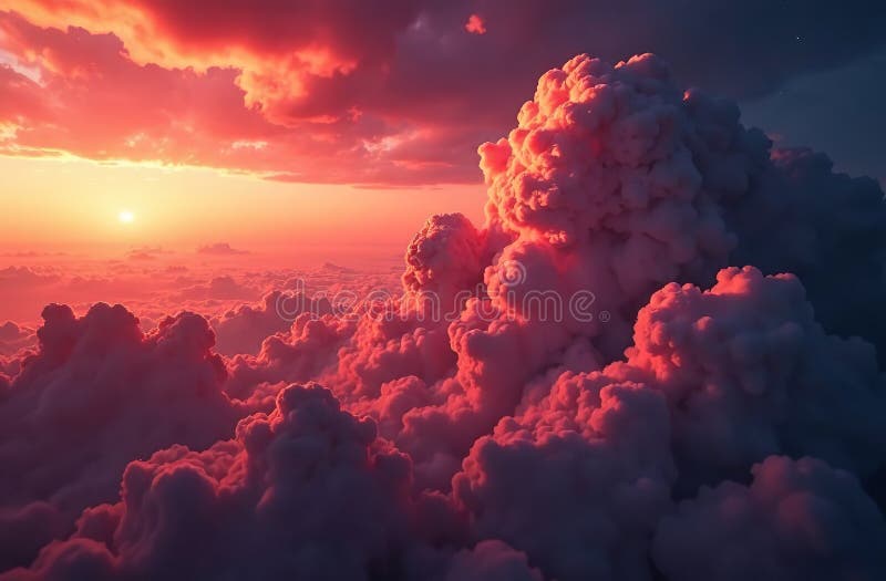 Colored Red Smoke Cloud Fog, Abstract Sunset Background. AI Generative ...
