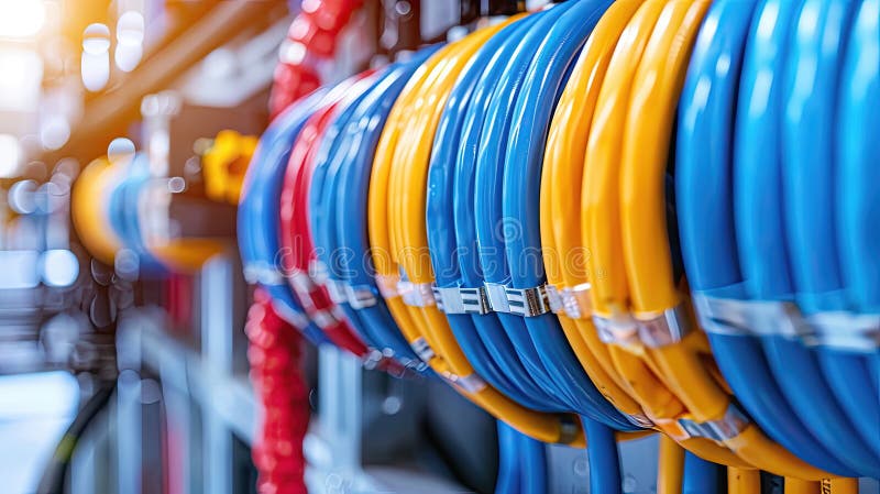 Colorful Network Cables Organized on a Rack in a Server Room. Stock ... Colorful Network Cables Organized on a Rack in a Server Room. Stock ...