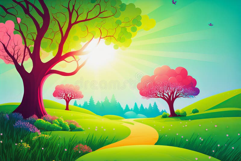 Ai Generated Illustration of a Spring Scenery Stock Illustration ...