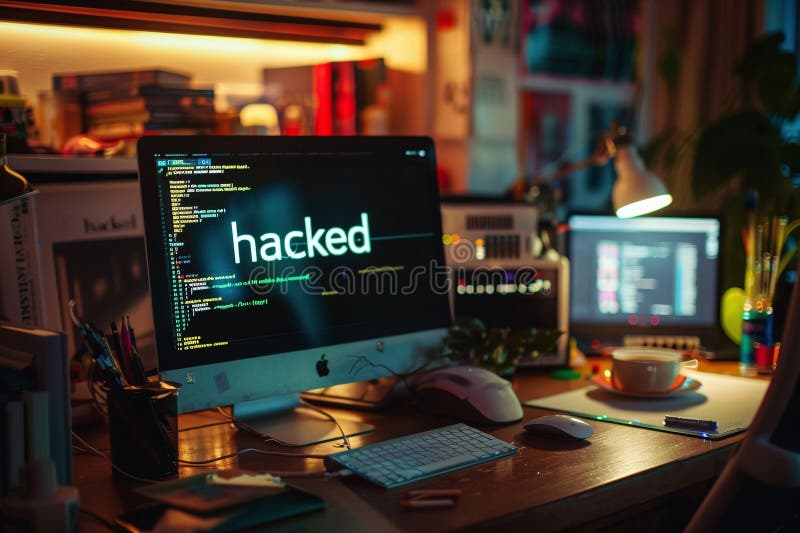 Ai Generative Computer Screen that Says Hacked Stock Illustration ...