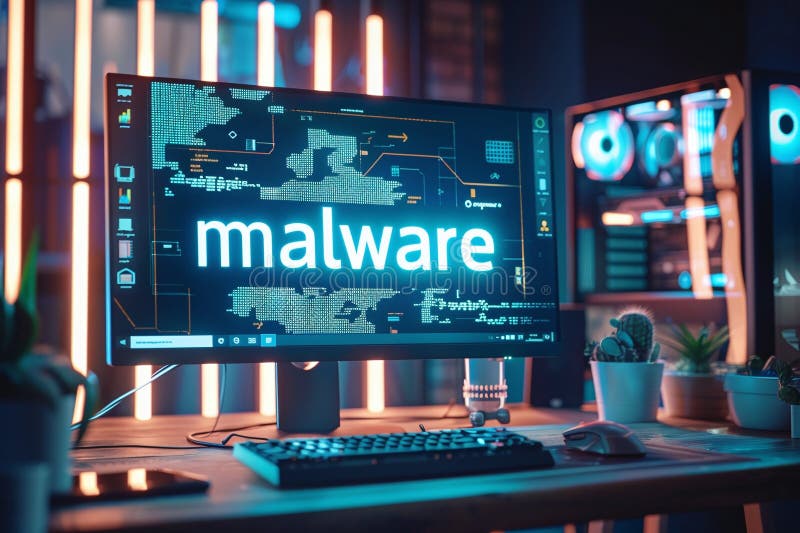 Ai Generative Computer Screen with Word Malware Stock Illustration - Illustration of malware ...
