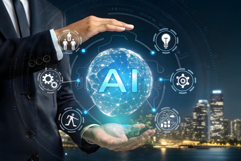 Ai Generative Concept With Programmer Hand Holding Virtual Command Interface Of Machine Learning