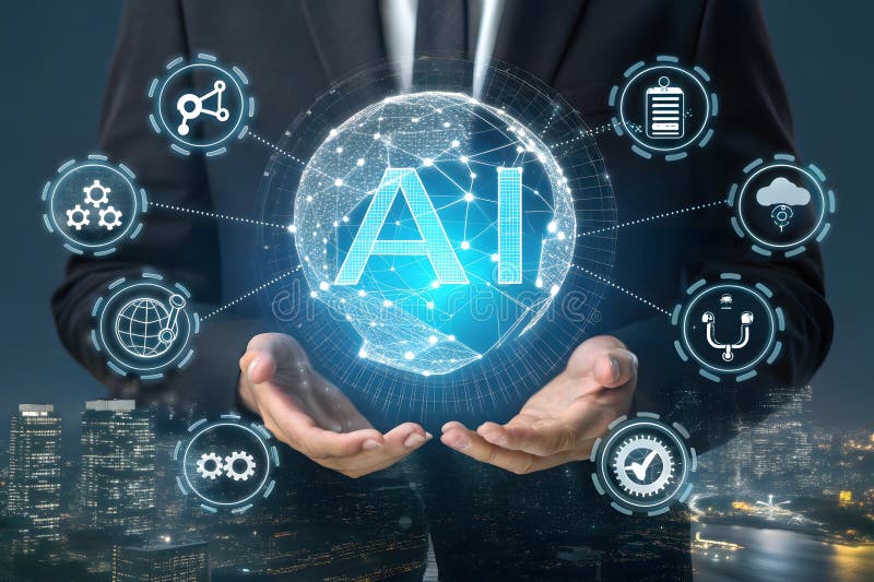 Ai Generative Concept With Programmer Hand Holding Virtual Command Interface Of Machine Learning