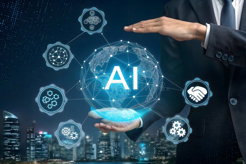 Ai Generative Concept With Programmer Hand Holding Virtual Command Interface Of Machine Learning