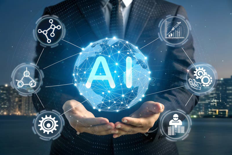 Ai Generative Concept With Programmer Hand Holding Virtual Command Interface Of Machine Learning