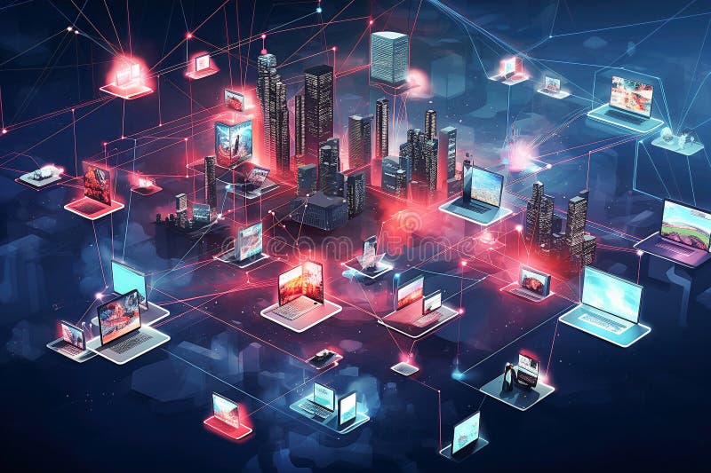 Ai Generative. Creative Visual of Technology Network Stock Illustration ...