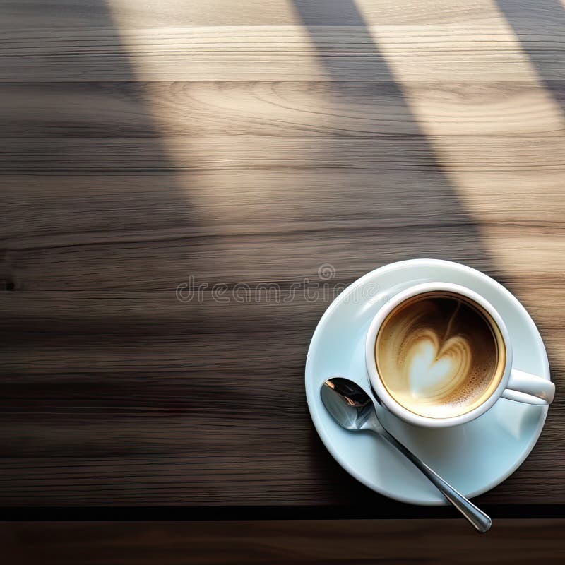 AI Generative Cup of Coffee on the Table in a Cafe. View from Above ...