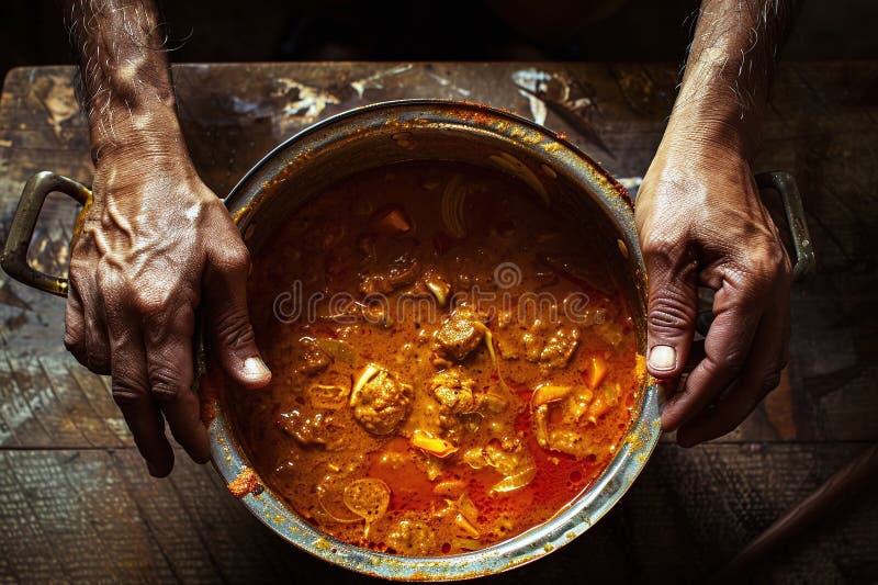 Ai Generative Curry Dishes Stirred with Dirty Bare Hands Stock ...