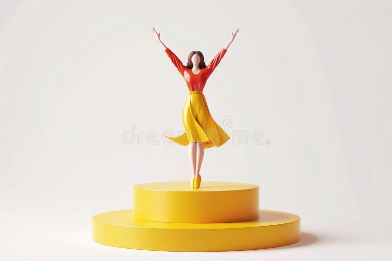 Ai Generative 3d Model Mini Female on Podium Stock Illustration ...