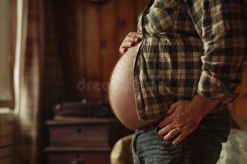 Ai Generative Dad S Pot Belly Seen from the Side of Dad S Body Stock ...