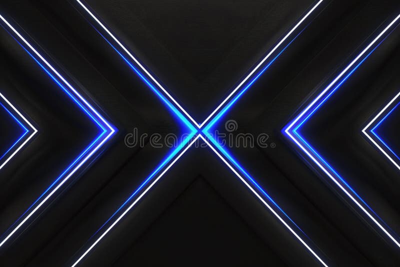 Ai Generative Dark Background with Fancy Blue Neon Lines Stock ...