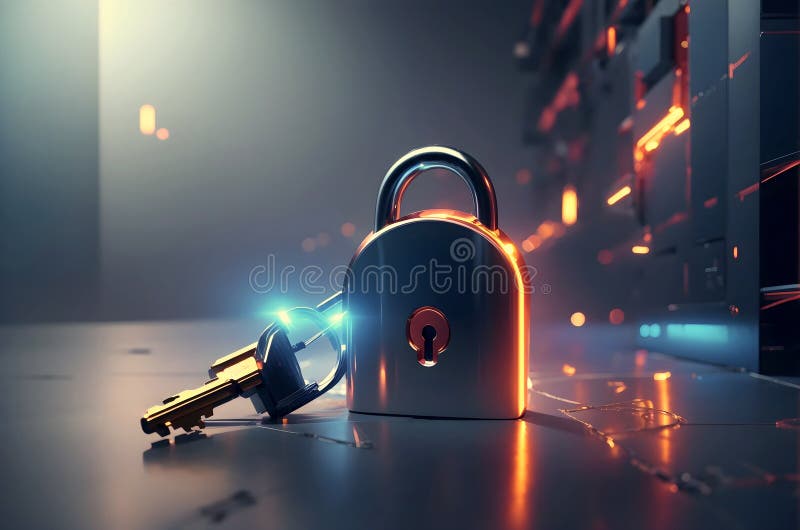 Data Protection Encryption Technology Concept Background , Lock and Key ...