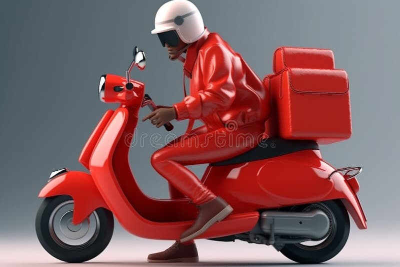 Ai Generative Delivery Man Riding a Scooter. Delivery Service Concept ...