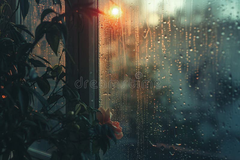 Ai Generative Dew Points on the Window Stock Illustration ...