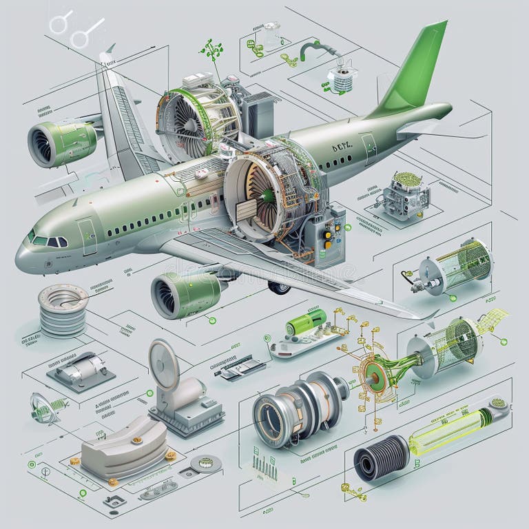 Ai Generative Digital Art Airplane Components Presentation Stock ...