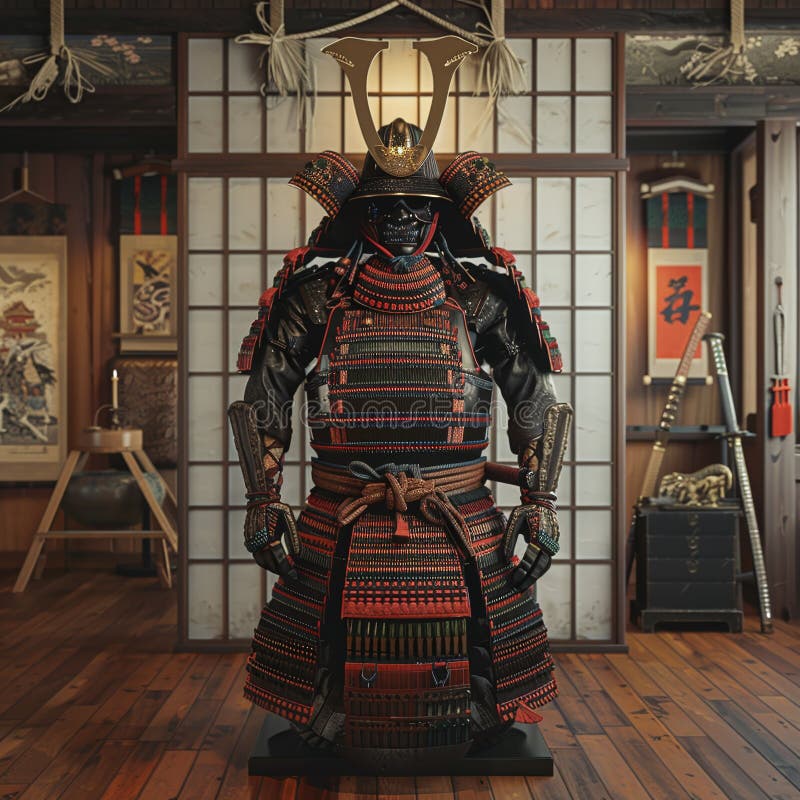 Ai Generative Display of Complete Samurai Armor Stock Illustration ...